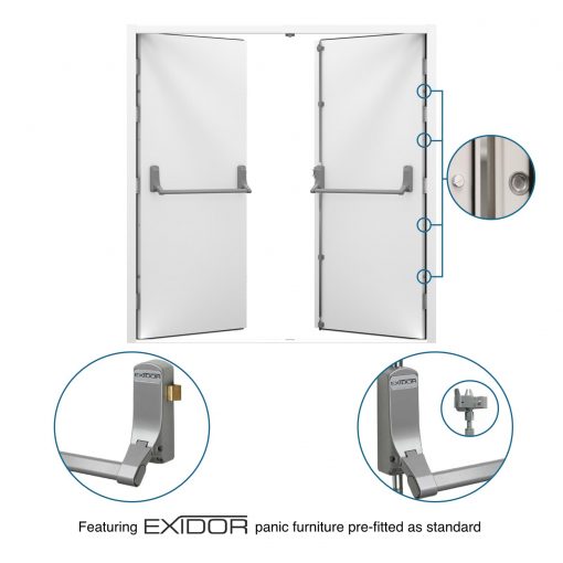 Double Fire Exit Door with Panic Bar | Latham's Steel Doors