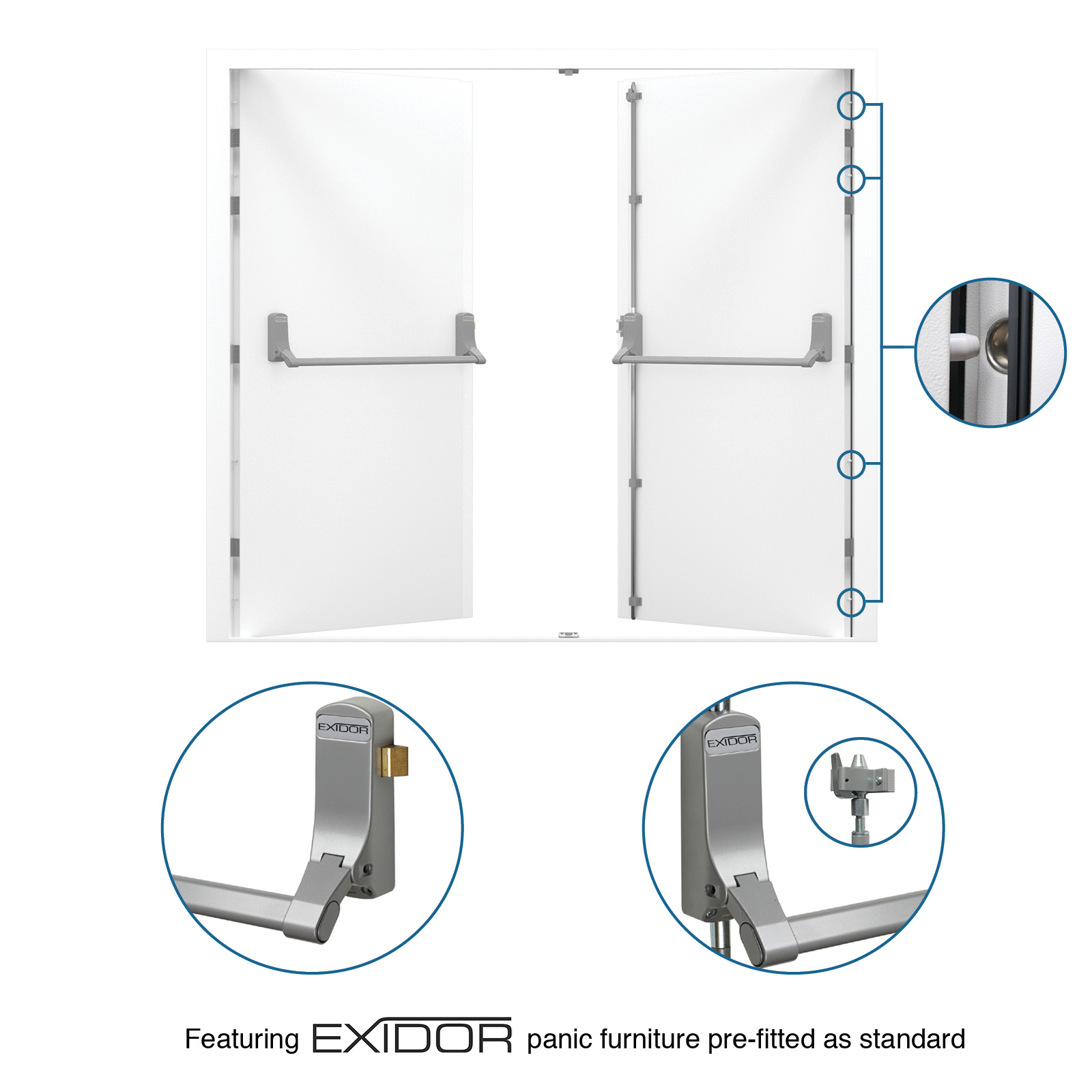 Double Fire Exit Door with Panic Bar | Latham's Steel Doors