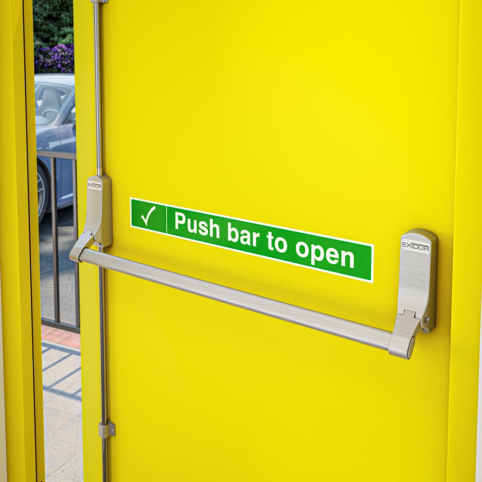 Push Bar to Open Sticker | Latham's Steel Security Doors