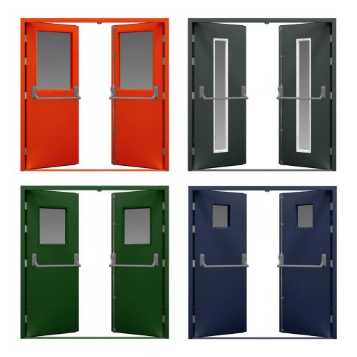 Glazed Double Fire Exit Door | Latham's Steel Doors