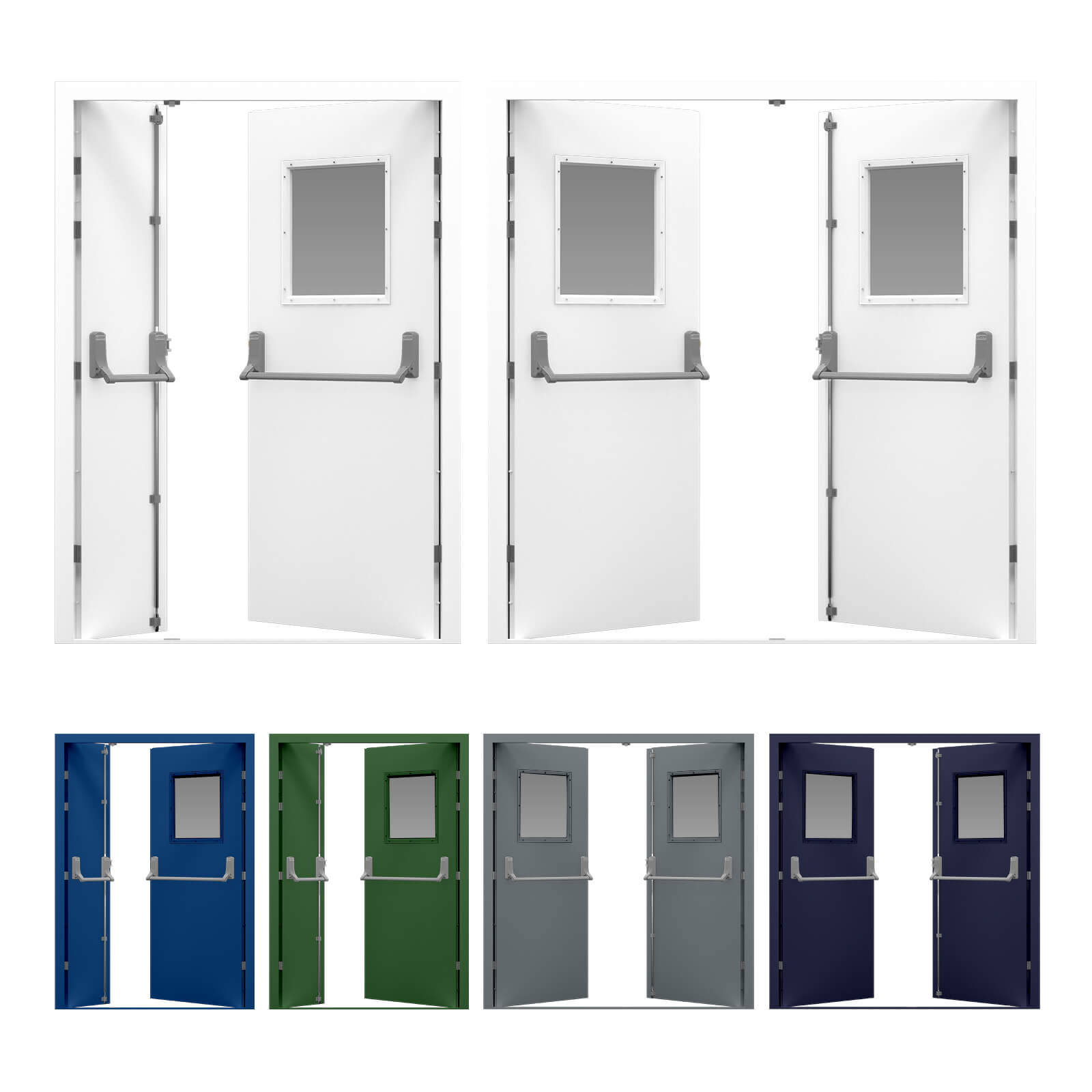 Glazed Double Fire Exit Door | Latham's Steel Doors
