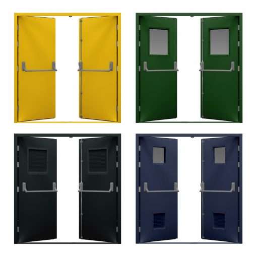 Double Fire Exit Door with Panic Bar | Latham's Steel Doors