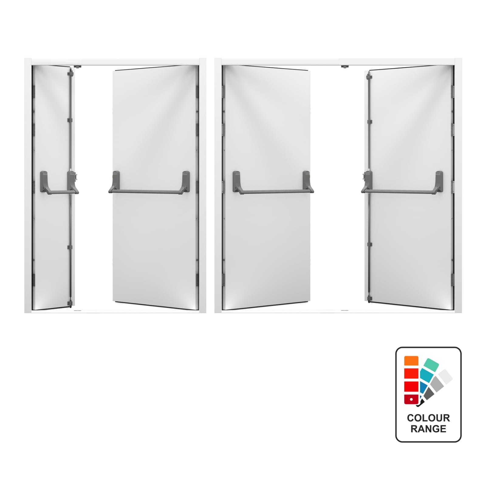Double Fire Exit Door with Panic Bar | Latham's Steel Doors