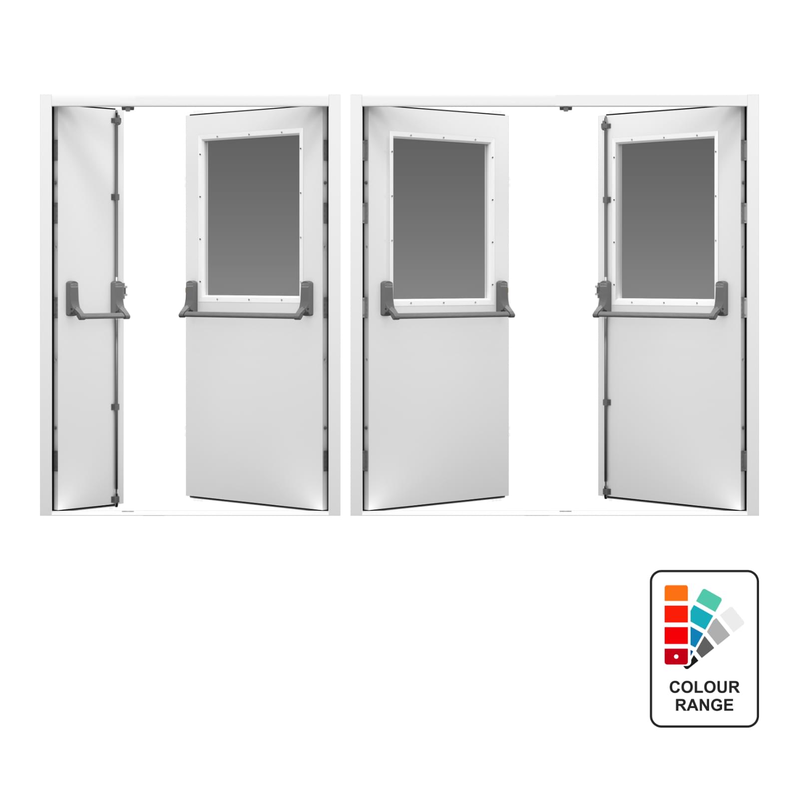 Glazed Double Fire Exit Door | Latham's Steel Doors