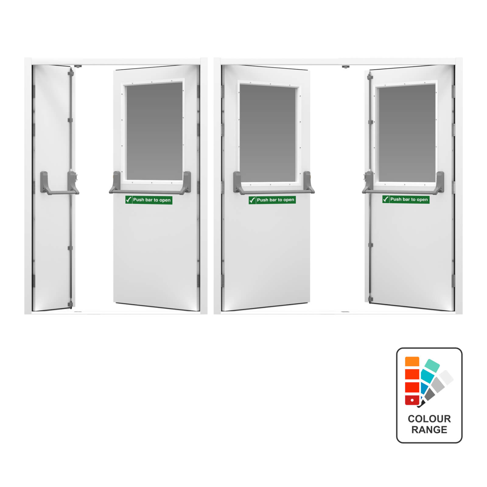 Glazed Double Fire Exit Door | Latham's Steel Doors