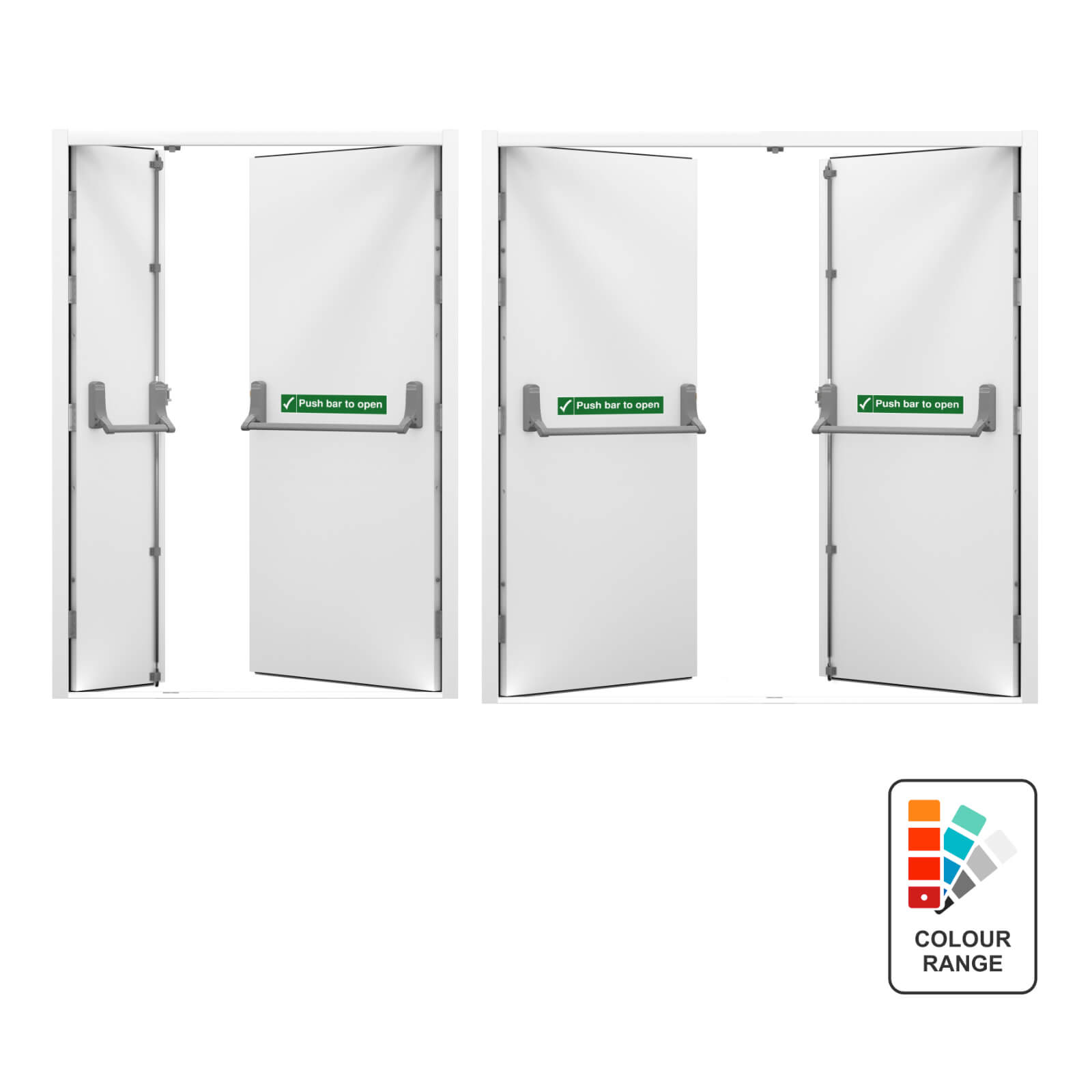 Double Fire Exit Door with Panic Bar | Latham's Steel Doors