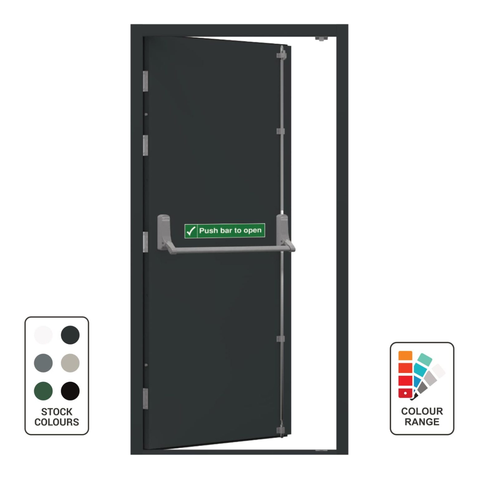 Double Fire Exit Door with Panic Bar | Latham's Steel Doors