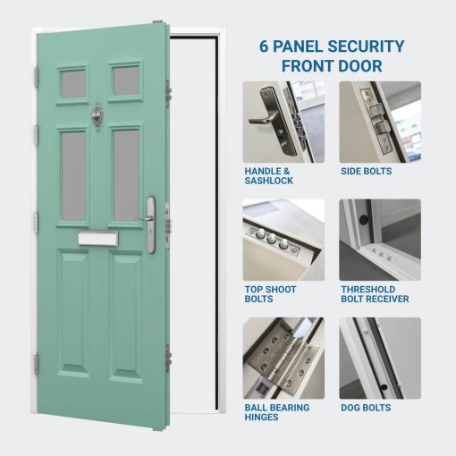 6 Panel Security Front Door | Latham's Steel Doors