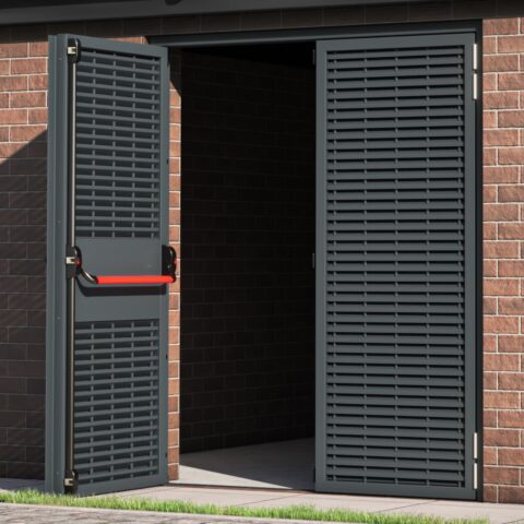 Double Fire Exit Door with Panic Bar | Latham's Steel Doors